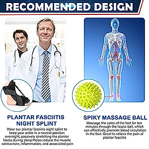 Adjustable Plantar Fasciitis Night Splint,Improved Dorsal Night Splint with Massage Ball,Adjustable Ankle Foot Drop Orthotic Brace for Plantar Fasciitis, Foot Drop Ankle Pain, Achilles Tendonitis Support for Women, Men (blue)