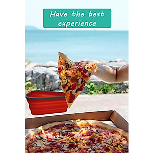 Pizza Storage Container Collapsible | Burguer Holder | With 5 Serving Trays | Improved | Pizza Slice Container | Silicone Collapsible Reusable Microwavable & Dishwasher Safe | Leftover Slice Container