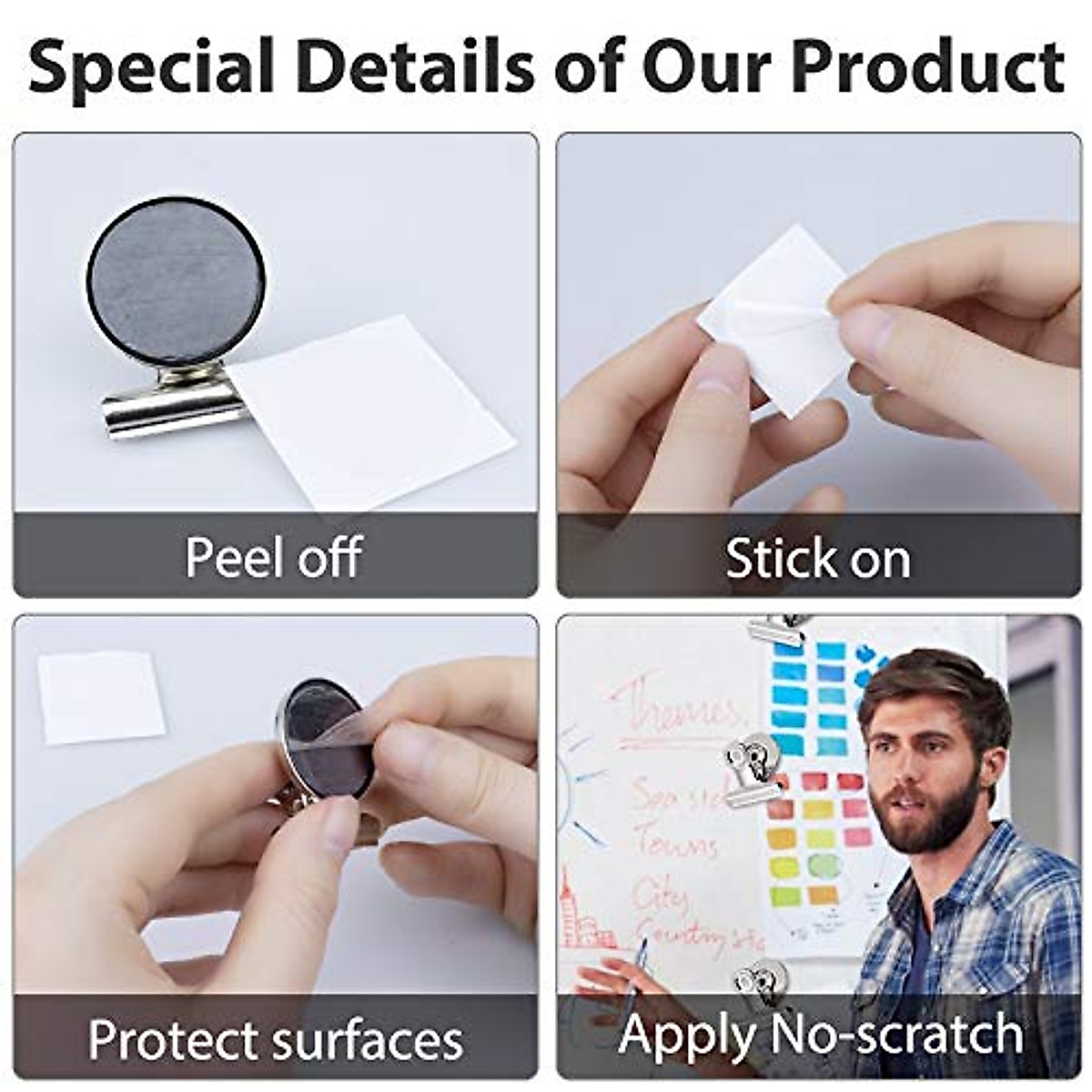 50Pack Fridge Magnets Refrigerator Magnets Magnetic Clips with Black Flannelette for Scratch Safe - Perfect Office Magnets,Photo Magnets