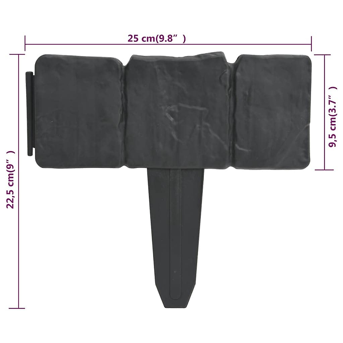 VRAXO Plastic Garden/Lawn Fence Stone Look 41 pcs 32.8',Garden Borders & Edging-7.92lbs