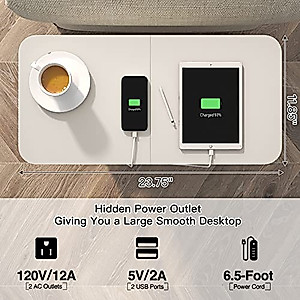 LIDYUK End Table with Charging Station, Flip Top Side Table with USB Ports and Outlets, Nightstand for Small Spaces, Bedside Tables with Storage Shelf for Living Room, Bedroom, White