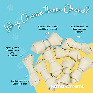 Hotspot Pets 4-5 Inch USDA Certified Facility Rawhide Dog Chew Bones - Choice of 10, 20, 30 Packs - from Grass Fed Brazilian Cows - Promotes Dental Hygiene and Good Behavior (10 Pack)