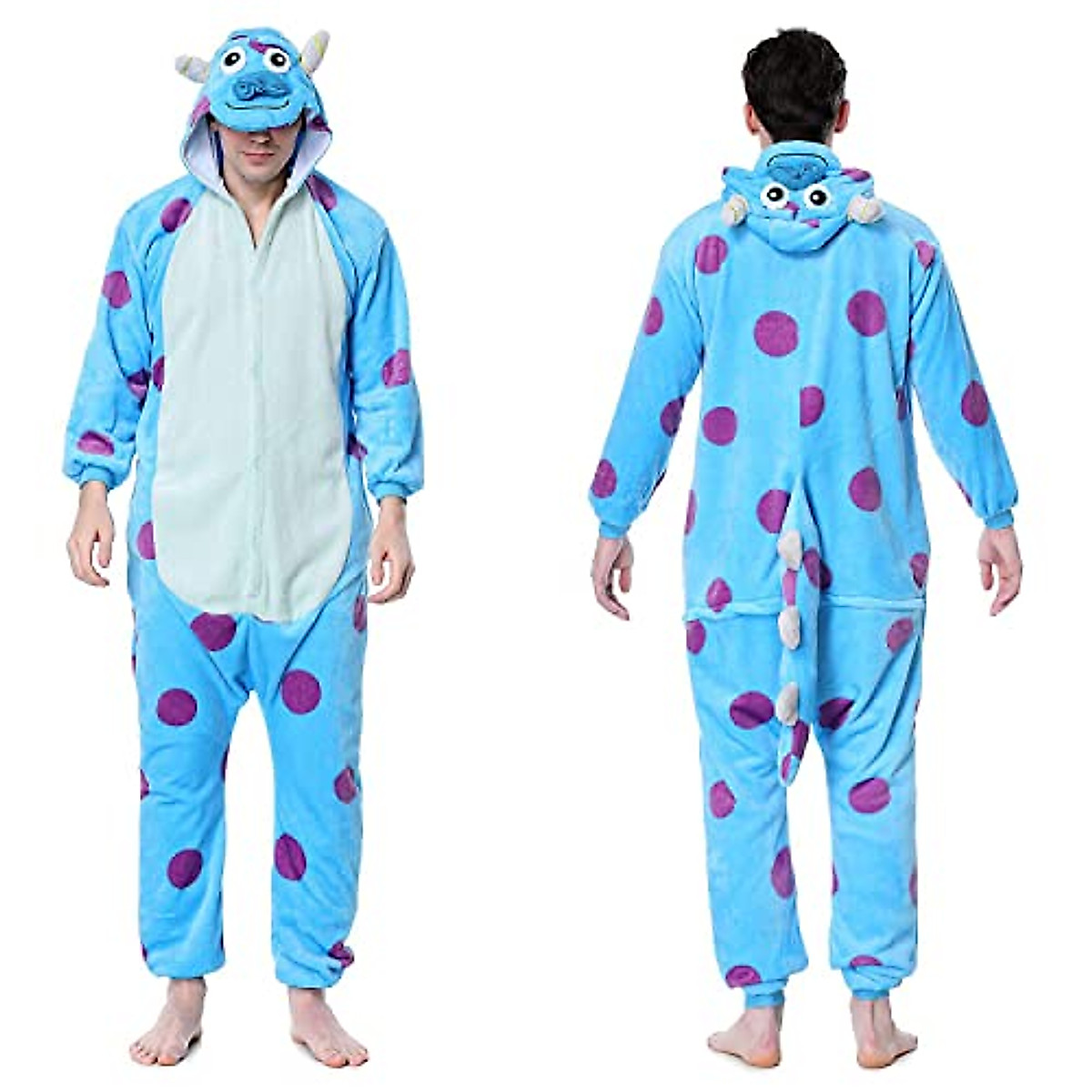 ALITERCY Sulley Sullivan Unisex Adult Pajamas, One Piece Animal Cosplay Costume Halloween/Christmas Winter Home Wear Blue