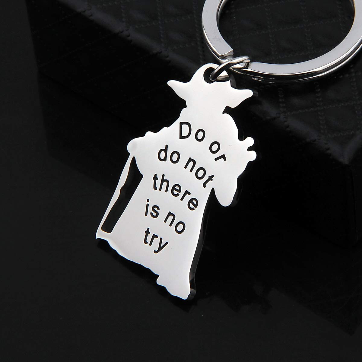KUIYAI Do or Do Not There is No Try Keychain Star Master Jedi Gifts (Keychain Silver)