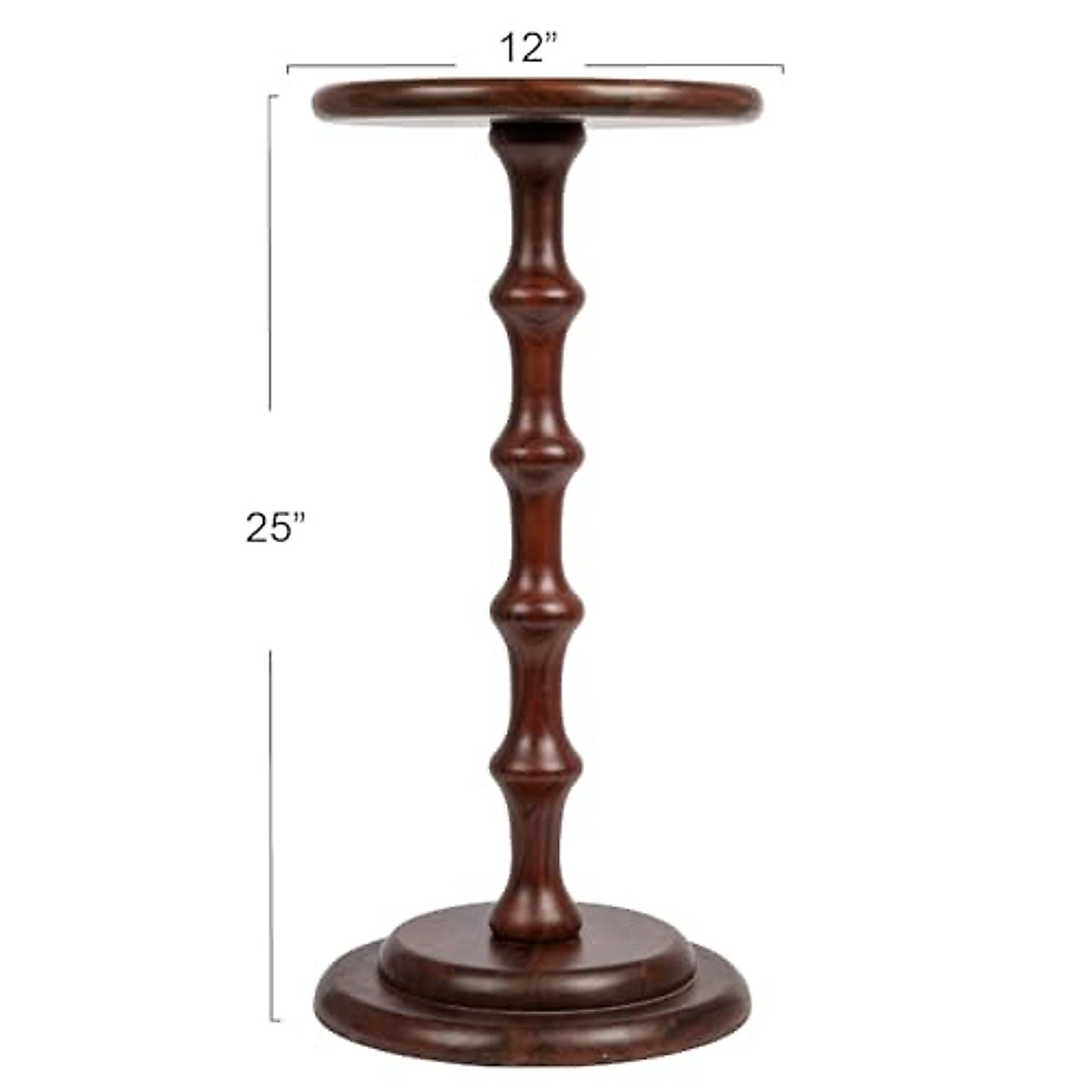Creative Co-Op Ergo Pedestal Cocktail Side Table, Dark Chestnut