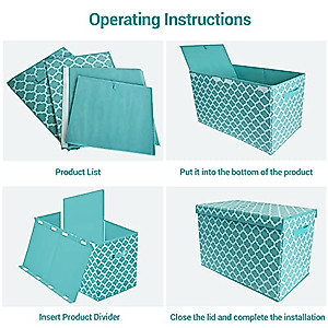 homyfort Toy Chest Box for Boys,Girls, Kids with Divider, Large Collapsible Storage Bins Container with Flip-Top Lid for Nursery, Playroom, Closet, Home Organization, 24.5"x13" x16" (Pink and Blue)