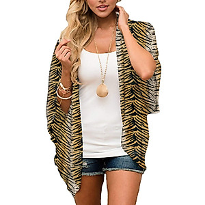 CASURESS Women's Cardigan-Sheer Kimono Loose Summer Floral Print Cover Ups (Large, Type 28)