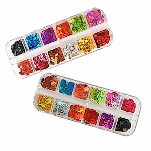 FRCOLOR 2 Boxed 12 Nativity Decor Glitter Eyeshadow Stickers Nail Paillette Nail Sequins Chunky Glitter for Crafts Manicure Paillette Glitter Nail Stickers Nail Salons Supplies Confetti
