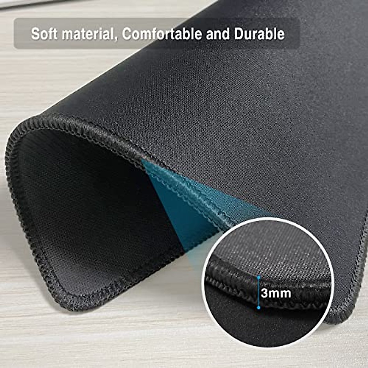 11 Pcs Computer Mouse Pad, 10.2x8.2inch Mousepad Black Extended Gaming Mouse Pads with Non-Slip Rubber Base, Textured with Stitched Edges, 3mm Thickness