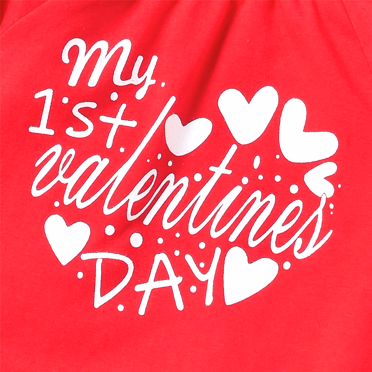 Newborn Baby Girl My First Valentines Day Outfits My 1st Valentines Day Romper+Pants+Headband Clothes Set (Red, 0-3 Months)