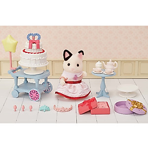 Calico Critters Tuxedo Cat Girl's Party Time Playset, Dollhouse Playset with Figure and Accessories