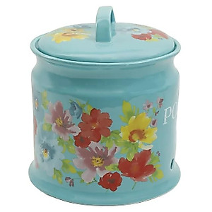 9.5 inch Potato Storage For Pantry, Garlic Keeper For Kitchen Counter, Onion Keeper, Potato Bin, Potatoes Storage, Stoneware Food Storage Canisters with Holes and Lid