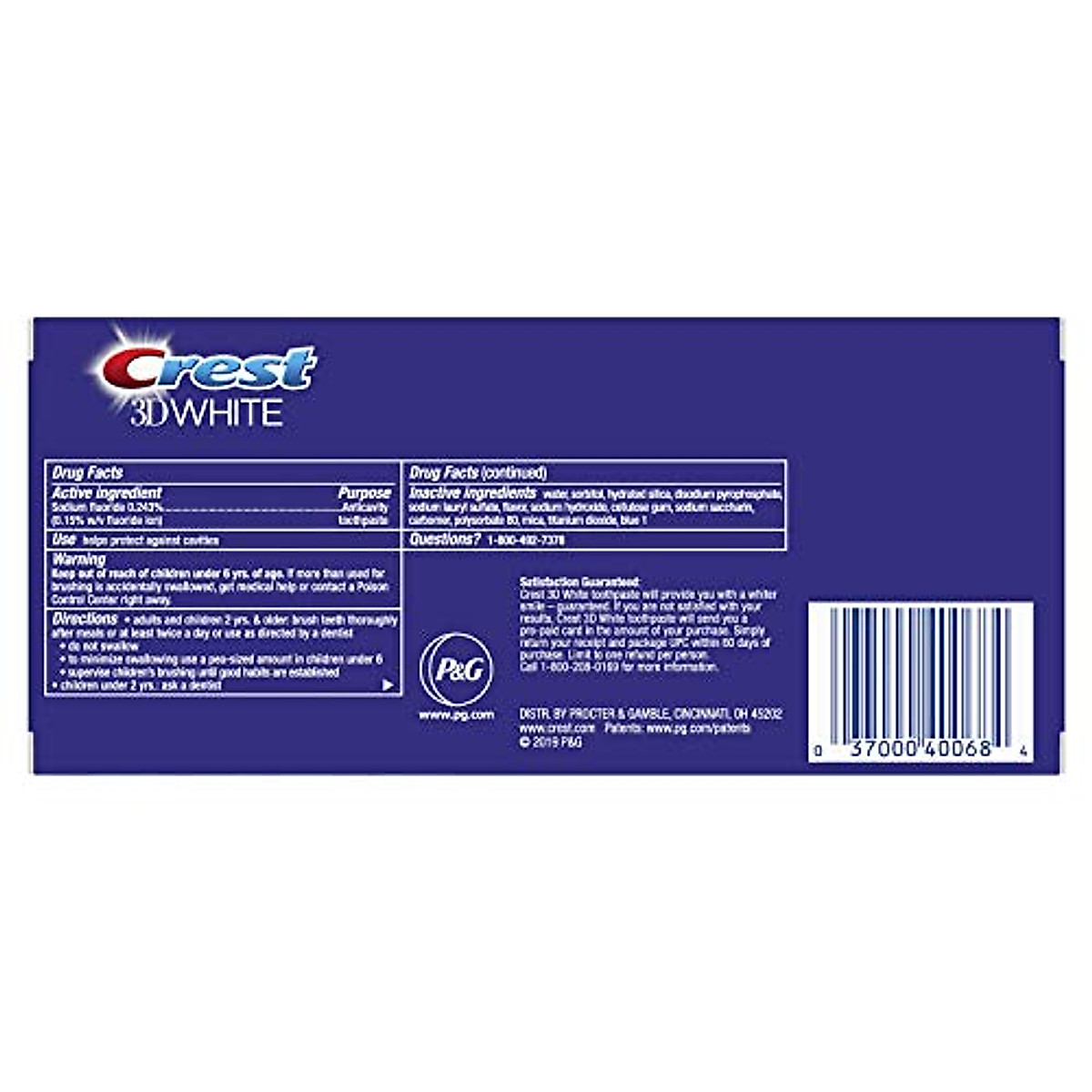 Crest 3D White, Whitening Toothpaste Radiant Mint, 8.2 Oz