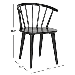 Safavieh Home Collection Blanchard Black Curved Spindle Side Chair, Wood, (Set of 2)