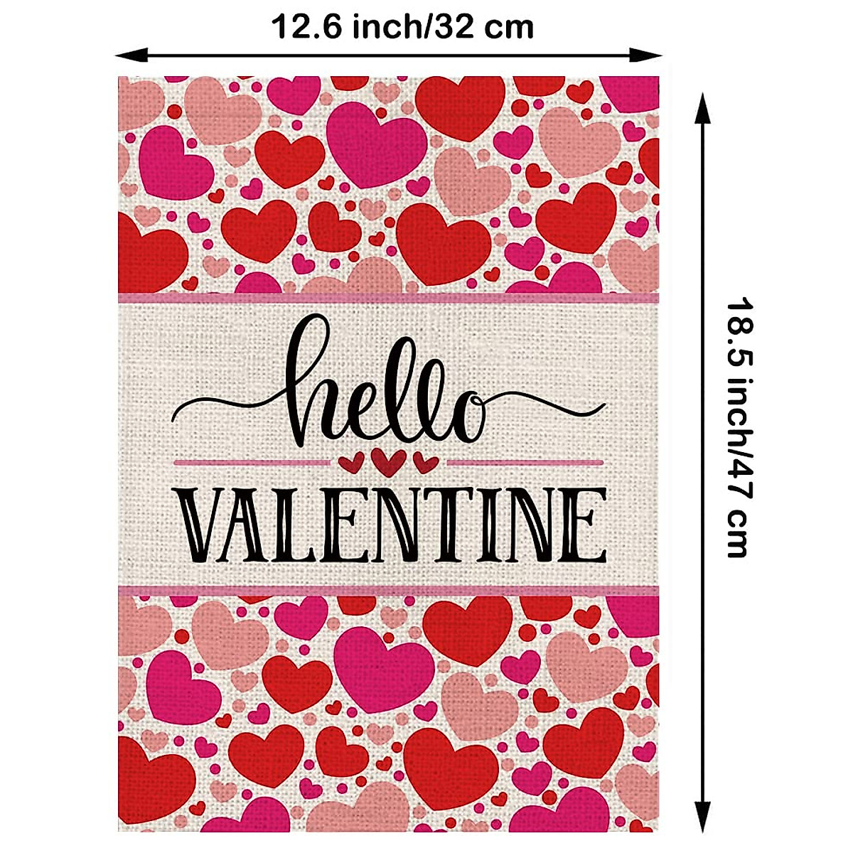 Valentines Day Garden Flag Love Heart Valentines Garden Flag Anniversary Wedding Home Vertical Burlap Double Sided Yard Outdoor Decor 12.5 x 18 Inch