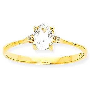 IceCarats 10K Yellow Gold Diamond White Topaz Ring Gemstone Band April Birthstone Jewelry Size 6