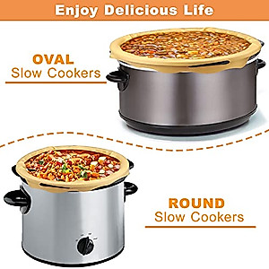 XANGNIER 2 Pack Silicone Slow Cooker Liners for 6,7,8 Quarts Crockpot, Reusable Silicone insert,Leakproof & Easy Clean,Cooking Bags for Oval or Round crock pot,Slow Cooker Accessories（Pink+Yellow）