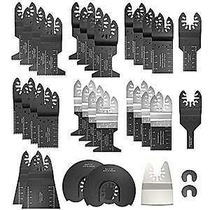Oscillating Saw Blades, 33pcs Quick Release Oscillating Tool Blades for Wood Metal Cutting, Multi Tool blades Compatible with Fein Multimaster Porter Dewalt Makita Milwaukee Chicago Craftsmans etc.