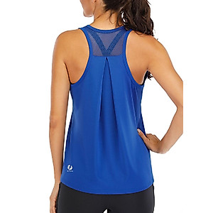 ICTIVE Workout Tops for Women Loose fit Racerback Tank Tops for Women Mesh Backless Muscle Tank Running Tank Tops Workout Tank Tops for Women Yoga Tops Athletic Exercise Gym Tops Royal Blue M