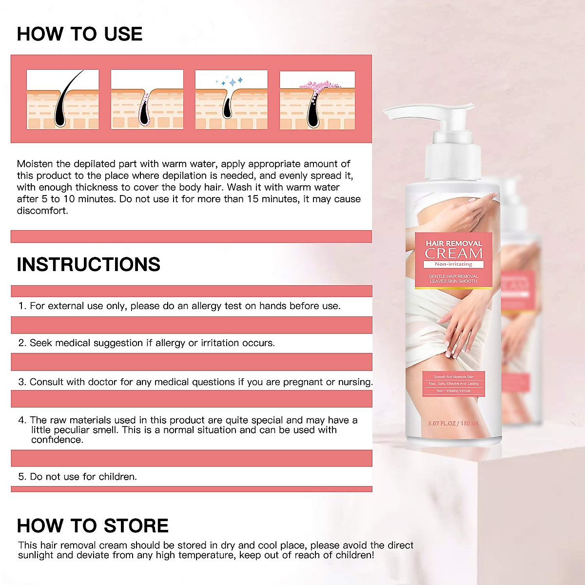 Hair Removal Cream, Lifelj Hair Remover Cream for Women and Men,Depilatory Cream,Hair Inhibitor, Skin Friendly Painless for Face, Arm, Leg, Armpit