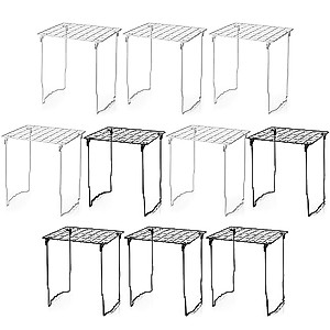 Maitys 10 Pack Locker Shelf Bulk 11.8" Tall Folding School Locker Organizer Shelf Set Metal Wire Organizer for School Office Locker Storage Accessories Fits Standard Size Lockers, Black and White