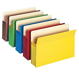 Smead File Pocket, Straight-Cut Tab, 3-1/2" Expansion, Letter Size, Assorted Colors, 5 per Pack (73892)