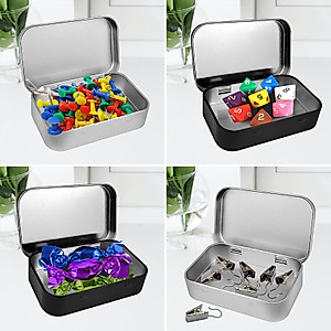 QIANCAIWANG 2 Pack Metal Box, Rectangular Tins Box Containers, Storage Box, Small Box with Lids for Tobacco, Cigarettes, Candy, Jewelry (Black)