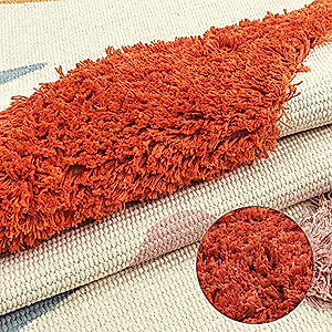 LIVEBOX Cute Bathroom Rug 2' x3' Small Multi-Color Block Kids Area Rug with Tassel Hand Woven Cotton Tufted Indoor Rugs for Bedroom Kitchen Entryway Laundry Wall Hanging