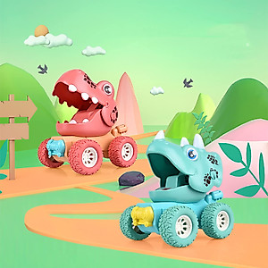 WedFeir Dinosaur Pull Back Cars Set of 3, Flashing Lights and Dino Roar Music Toys Dinosaur Toys for 3 Year Old Boy, Dinosaurs Pull Back Cars, Monster Trucks for Kids, Bithday Gifts for 3+ Years Old.