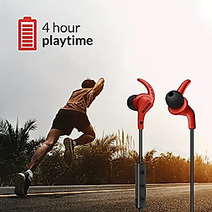 Aiwa Sport in Ear Wireless Earbuds with Bluetooth 5.0, 10mm Drivers, 30 Foot Range, 4 Hour Battery Life, Perfect for Workout, Premium Sound (Red)