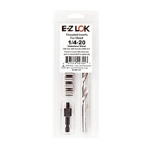 E-Z LOK 400-4-CR Threaded Inserts for Wood, Installation Kit, Stainless Steel, Includes 1/4-20 Knife Thread Inserts (6), Drill, Installation Tool
