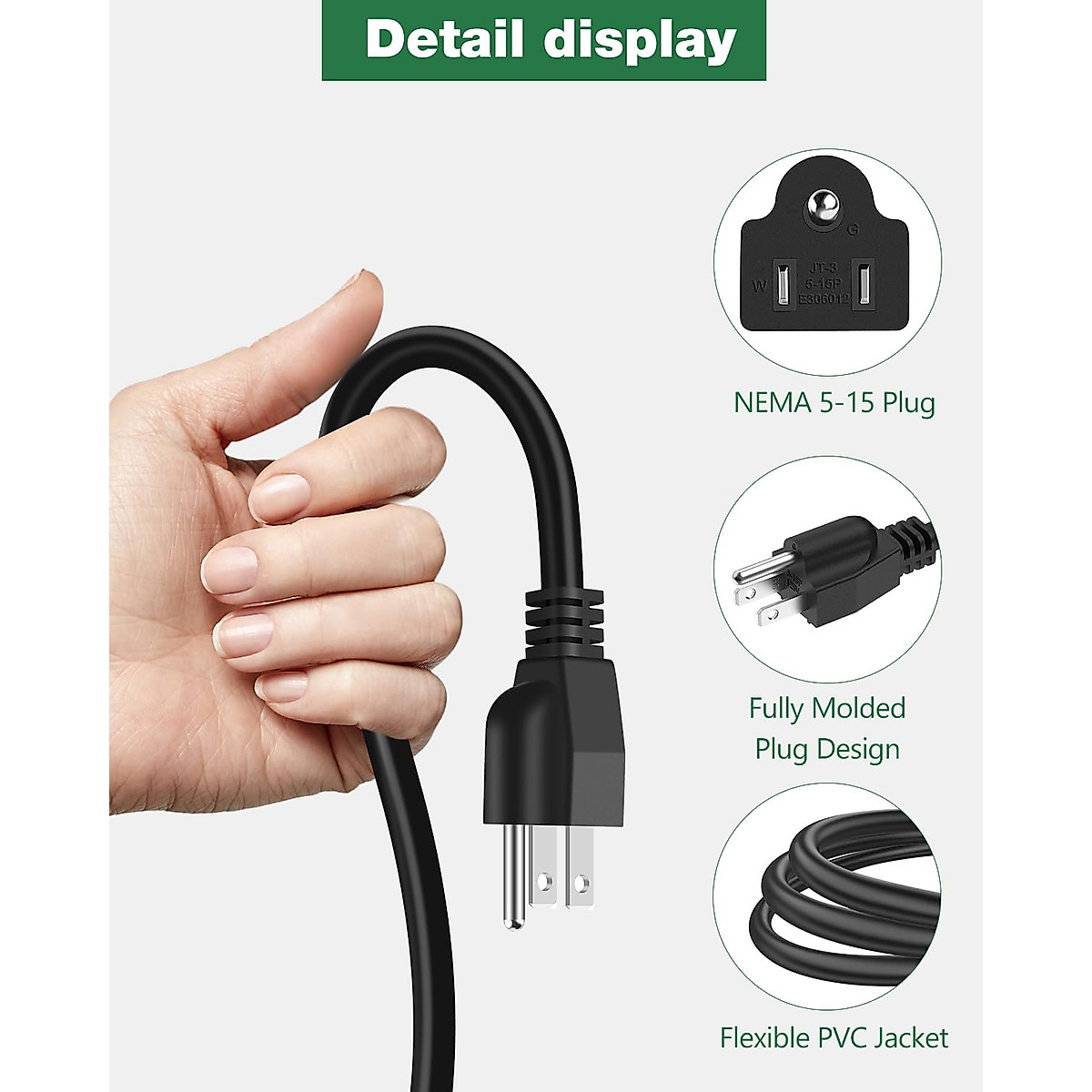 95104L Circular Saw Power Cord Replacement for SKILSAW Worm Drive Saw SPT77WM SPT78W SPT77WML SKILSaw Heavy Duty Power Tool Accessory 3 Pin Power Cord Black 2.5M/8.2FT US Standard Universal Cord