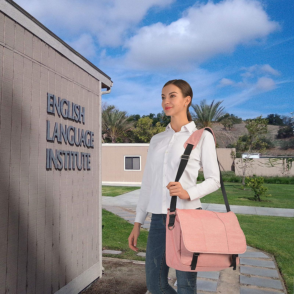 Marryking Classic Canvas Messenger Bag for All Purpose use, Pink, Size One_Size