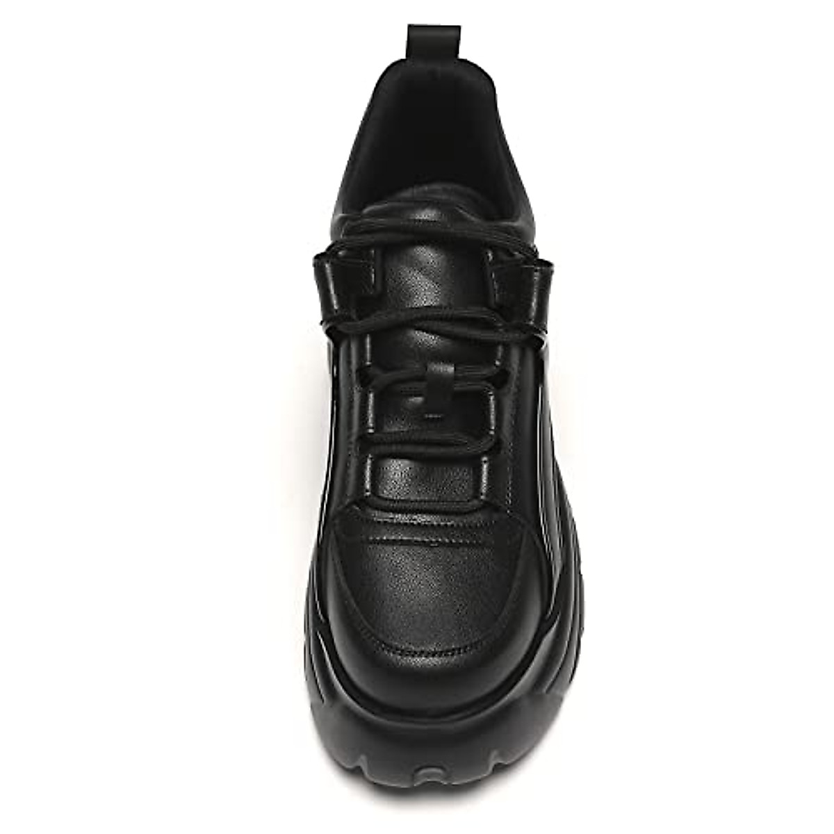 somiliss Chunky Platform Sneakers Shoes for Women Microfiber Leather Lace Up Casual White Black Walking Shoes Women Fashion Sneakers