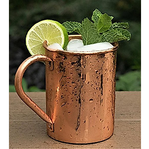 Copper Mules Moscow Mule PURE Copper Mug Handcrafted of 100% Pure THICK Copper - Straight Smooth Finish - RAW Copper Interior - Authentic and Strong Riveted Handle - Holds 16 ounces