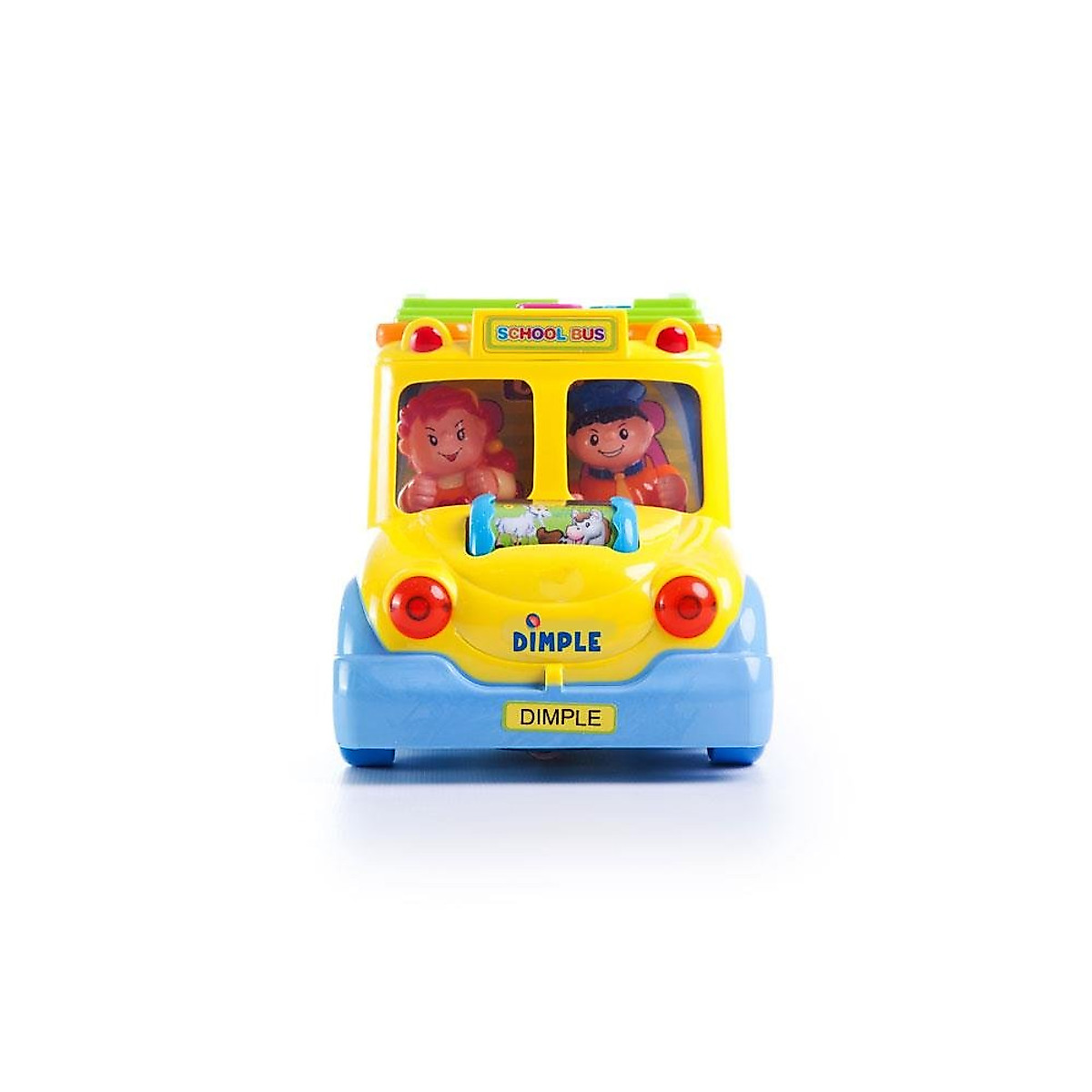 Dimple Educational Interactive School Bus Toy with Tons of Flashing Lights, Sounds, Responsive Gears and Knobs to Play with, Tons of Fun for Toddlers for Kids (Single)