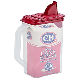 Buddeez Flour and Sugar Container - 4 Quart All Purpose Kitchen Organization and Storage Unit, Dry Storage Container For Kitchen, Large Food Storage Container for Organizing Your Pantry (Red Lid)