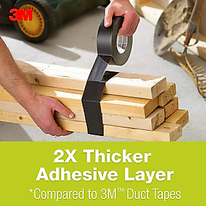 3M Extreme Hold Duct Tape, 1.88 Inches x 35 Yards, Black, Heavy-Duty, Double-Thick Adhesive, Waterproof Backing, Tough Repairs