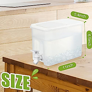 Mimorou Drink Fridge Dispenser with Spigot, Plastic Beverage Dispensers for Parties Stand and Daily Use, Ice Juice Milk Tea Clear Container with Lid