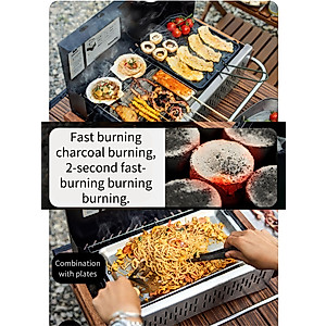 Naturehike Charcoal Grills Portable Charcoal Grill BBQ Grill Small Folding Tabletop Grill Mini Stainless Steel Outdoor Cooking Propane Grill Camping Beach Traveling Picnic Backyard (grey)