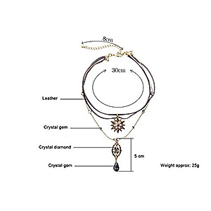 AILUOR Multilayer Necklace, Vintage Women Star Choker with Teardrop Multilayer Hademade Chain Leather Choker Necklace Layer for Women Jewelry (Star)