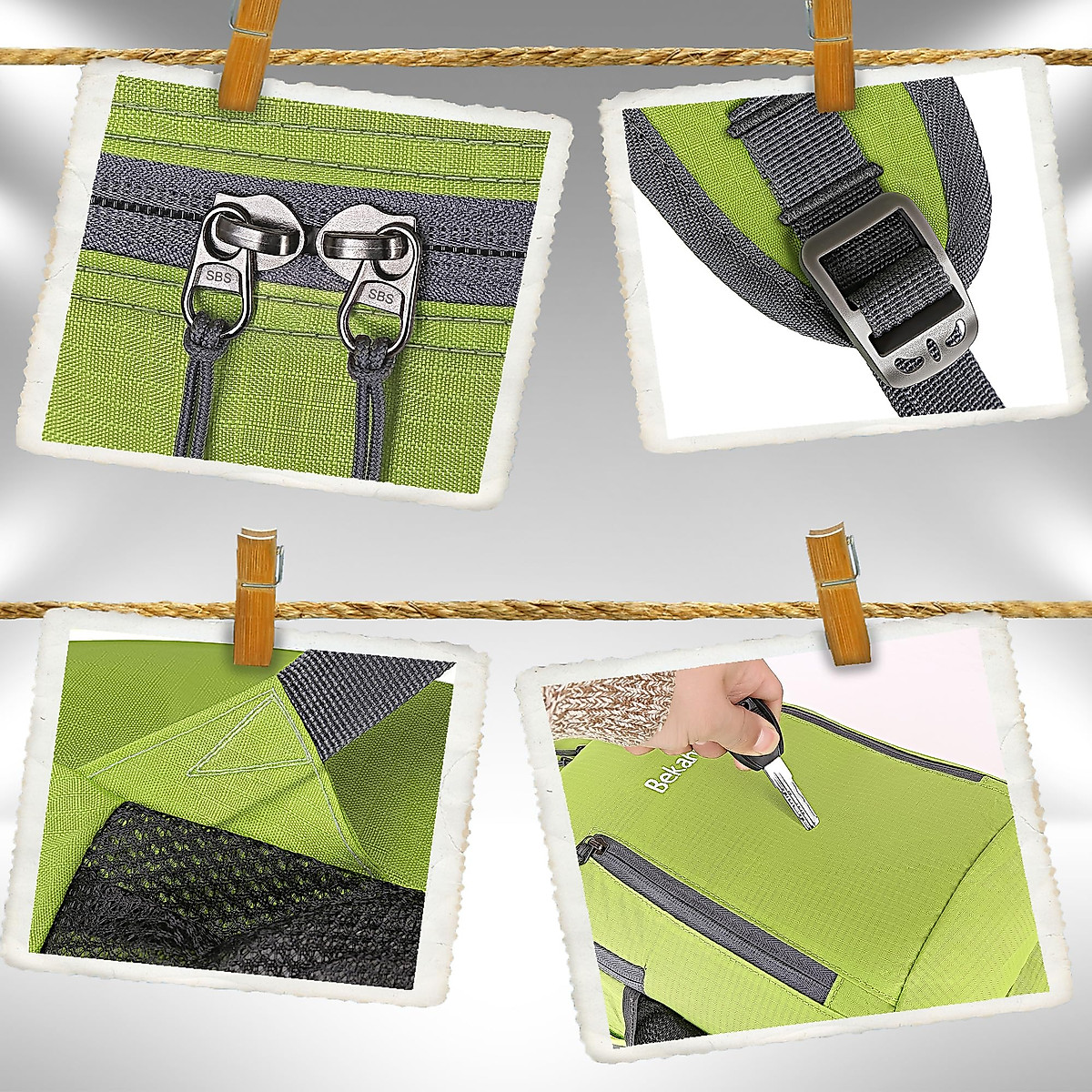 Bekahizar 20L Lightweight Foldable Backpack Small Water Resistant Travel Hiking Daypack (Silver Blue)