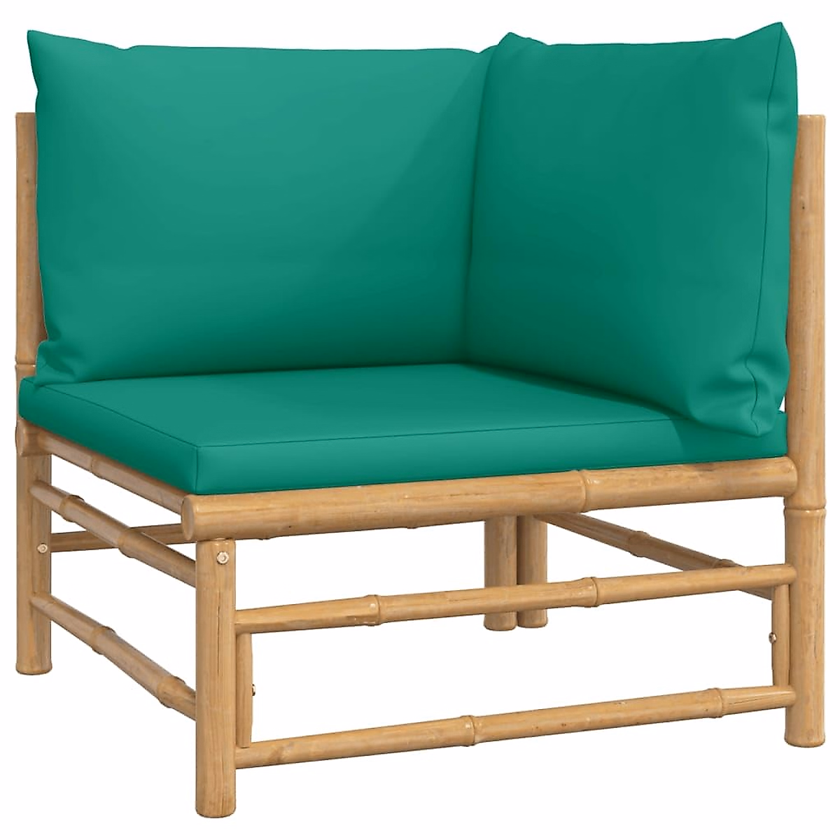 vidaXL 7 Piece Bamboo Patio Lounge Set with Green Cushions - Outdoor Furniture Set with Comfortable Backrest and Armrest, Modular Design