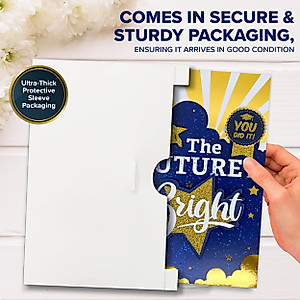 Gold Foil & Glittery College Graduation Card Set with Sparkly Graduation Cutouts, 5x8in Congrats Grad Card with Envelope & Stickers, High School Graduation Card with Printed Message, College Grad Card