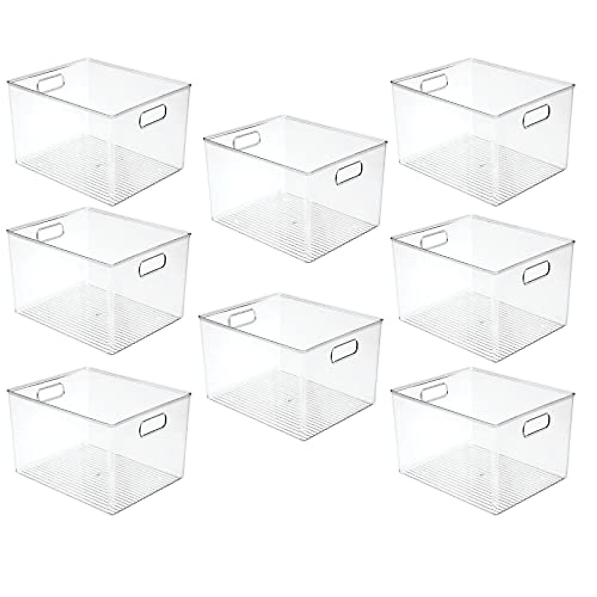 mDesign Plastic Storage Organizer Container Bin, Household Organization for Cabinet, Counter, Drawer, Cubby, and Cupboard, Holds Clothing, Linens, Toys, and Essentials, Ligne Collection, 8 Pack, Clear