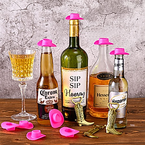 30 Pack Cowboy Boots Bottle Openers with Plastic Mini Pink Cowboy Hat Baby Shower Western Bottle Opener Party Favors Bridal Wedding Birthday Party for Guests Decorations or Souvenirs