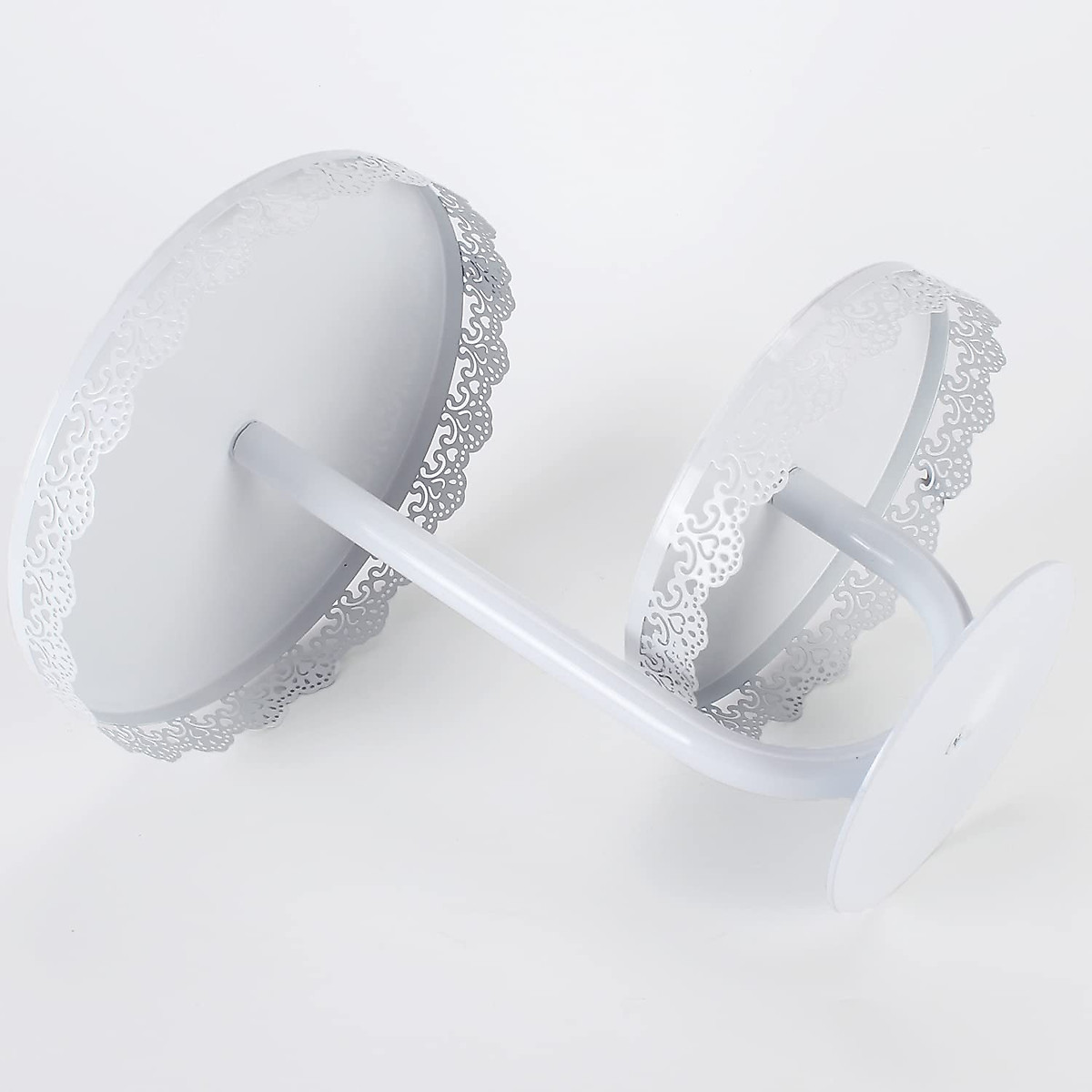 2-Tier Cake Stand, Round Cupcake Dessert Table Stands, Metal Cake Pastry Candy Display Stand Plate/Holder for Wedding Birthday Party, 8/10 Inch Cake Pop Stands Pillar Serving Tray