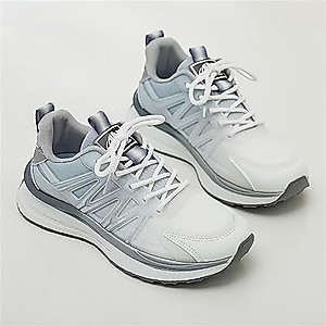 GSLMOLN Women's Slip On Walking Shoes Lightweight Casual Running Sneakers White Gray