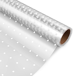 NUOBESTY Cellophane Wrap Roll Clear White Dot Pattern Florist Paper Wrapper Gift Wrappings Packing Paper for Flowers Craft Basket Bouquet Food