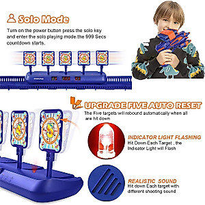 SWEMNED Running Shooting Targets for Nerf Gun Practice,Upgrade 5 Targets Auto Reset /3 Game Mode Electronic Scoring Digital Moving Target, Ideal Gift Toy for Age 6,7,8,9,10,12,13+ Year Old Kid/Boys